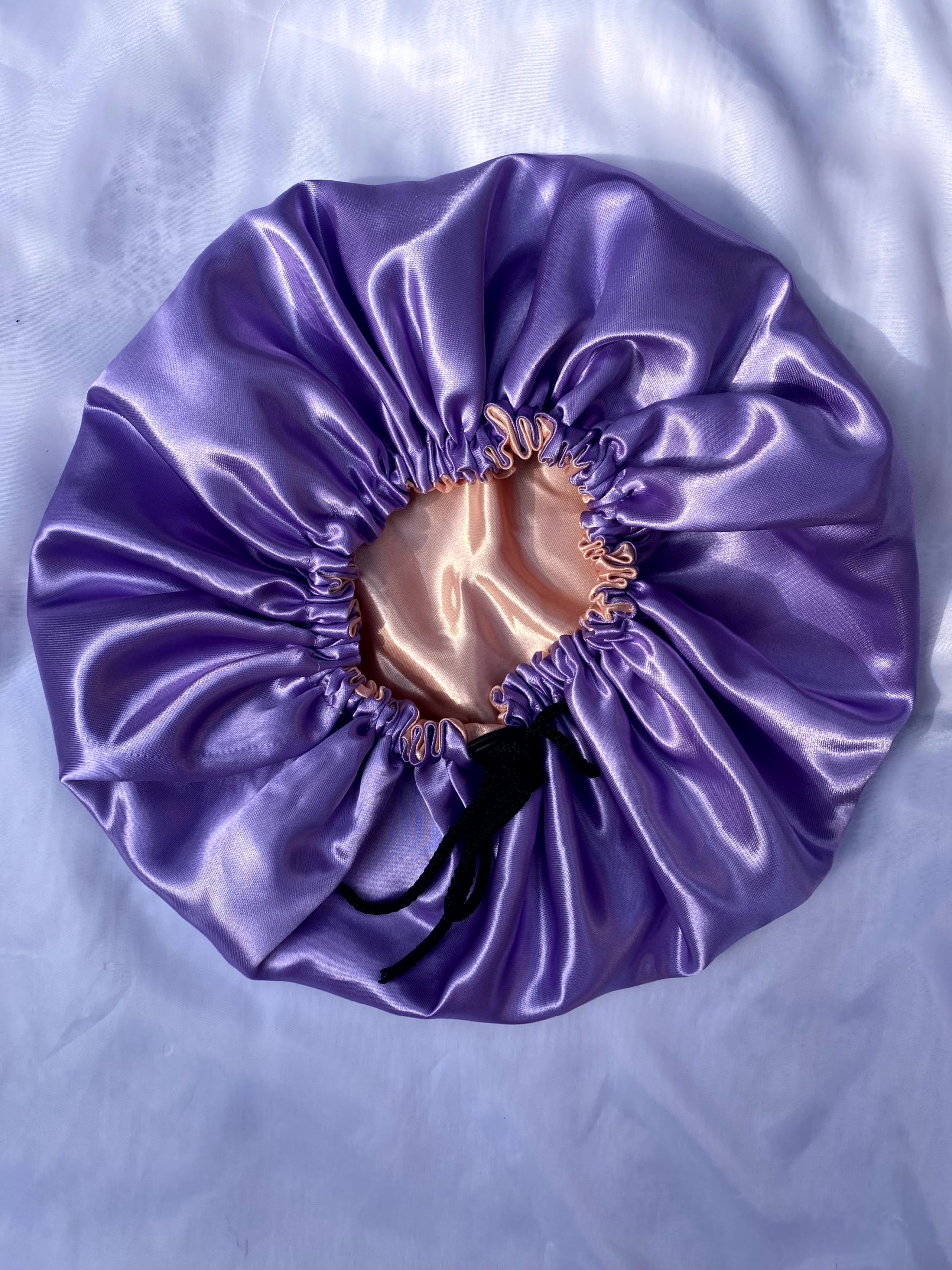 Peach/Lilac Medium Plain satin bonnet – Satin By Sarah